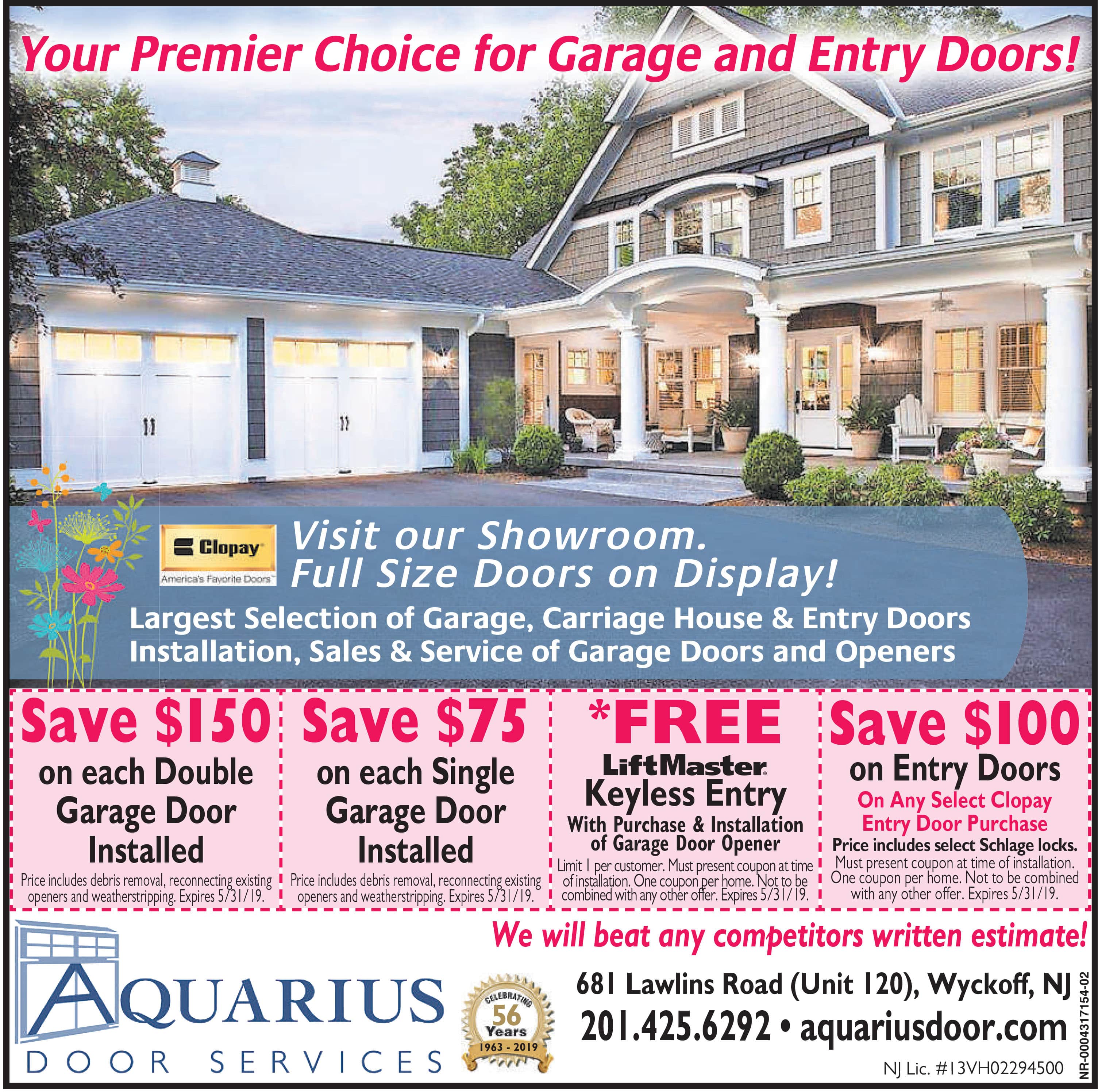 Garage Door Promotions | Ridgewood, NJ | Aquarius Door Services